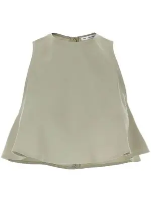 AMI Paris Crepe Cropped Top - Green
