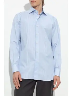 Brioni Classic Collar Pinstriped Shirt