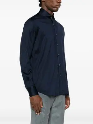 Canali Spread-collar Cotton Shirt