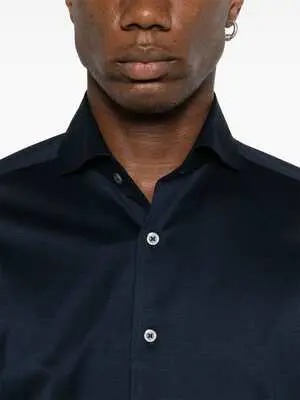 Canali Spread-collar Cotton Shirt
