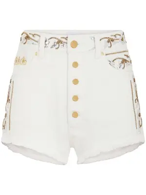 Rabanne Embroidered Denim Shorts - White