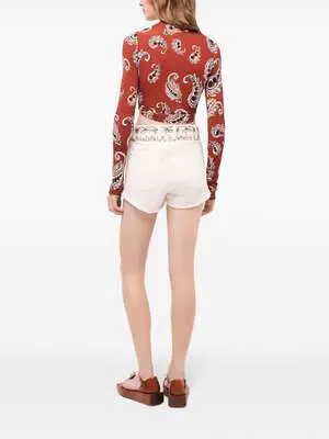 Rabanne Embroidered Denim Shorts - White