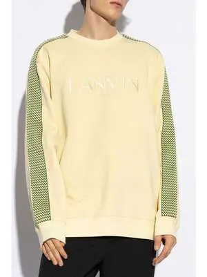 LANVIN Logo Embroidered Cotton Sweatshirt - Yellow