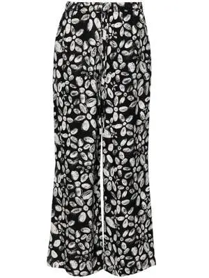 Marni Floral Print Trousers - Black