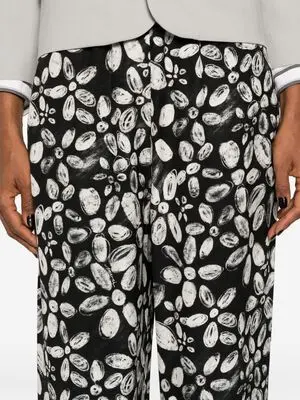 Marni Floral Print Trousers - Black