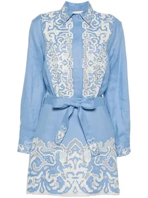 ALEMAIS Arion Embroidered Linen Mini Dress