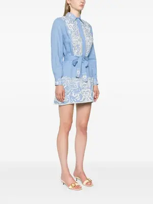 ALEMAIS Arion Embroidered Linen Mini Dress