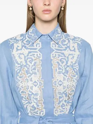 ALEMAIS Arion Embroidered Linen Mini Dress