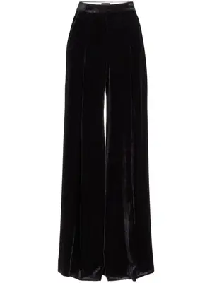 Giambattista Valli High-rise Wide-leg Velvet Trousers - Black