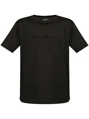 Giorgio Armani Logo-embroidered T-shirt - Black
