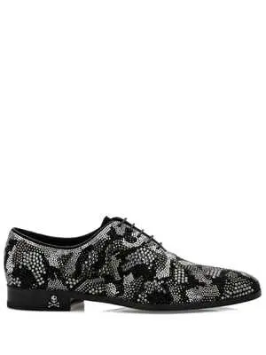Philipp Plein Crystal-embellished Leather Oxford Shoes