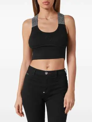 Philipp Plein Crystal-embellished Cropped Top