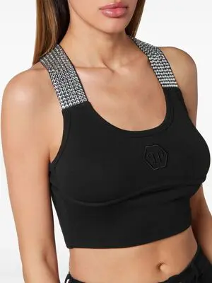 Philipp Plein Crystal-embellished Cropped Top