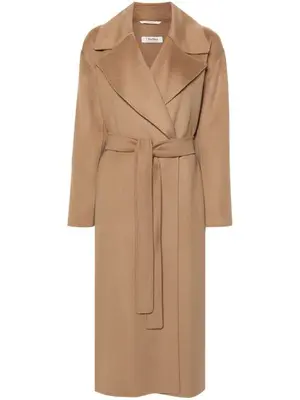 Max Mara Olanda Wool Belted Coat - Brown