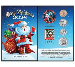 AMERICAN COIN TREASURES 2024 Santa Coin Collectible Greeting Card - One-color