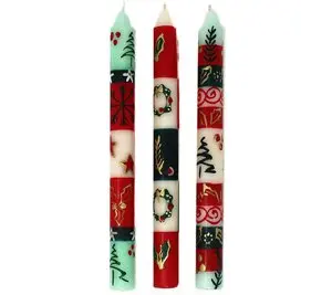 GLOBAL CRAFTS South African Painted Christmas D Inner Candles - One-color