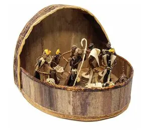GLOBAL CRAFTS 13pc Banana Fiber Arched Nativity Set Set - One-color