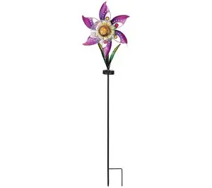 REGAL ART & GIFT Blossom Solar Spinner Stake Pink - One-color