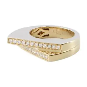 RAINBOW K Handcuff Double Ring - Gold