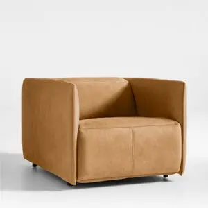 Crate & Barrel Leisure Power Recliner Leather Chair - Brown