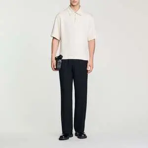 Sandro Loose-fit Shirt With Zipped Collar - Ecru