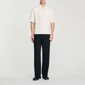 Sandro Loose-fit Shirt With Zipped Collar - Ecru