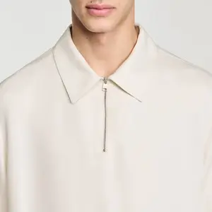 Sandro Loose-fit Shirt With Zipped Collar - Ecru