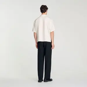 Sandro Loose-fit Shirt With Zipped Collar - Ecru