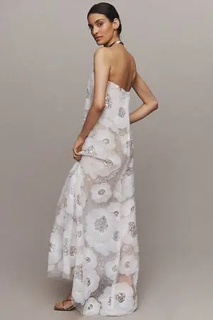 helsi margot strapless floral sequin maxi dress - White - 30% Off Lay Flat to Dry Helen Strapless Floral Sequin Maxi
