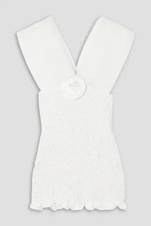 Alessandra Rich Appliquéd Shirred Silk-satin And Tulle Mini Dress