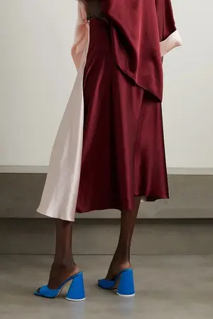 Halpern Twotone Silksatin Midi Skirt