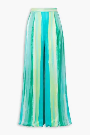 Halpern Striped Satin Wide-leg Pants