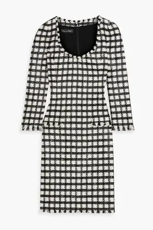 Oscar De La Renta Checked Wool-blend Bouclé-tweed Dress