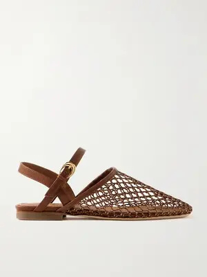 Brown Leather Crochet Sandals