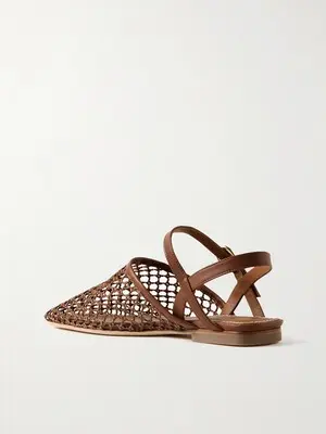 Staud Rete Crocheted And Leather Sandals - Brown