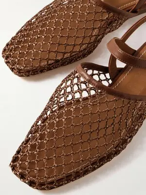 Staud Rete Crocheted And Leather Sandals - Brown