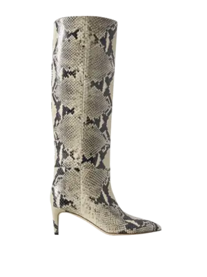 Paris Texas Stiletto Snake-effect Leather Knee Boots