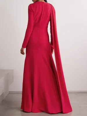 Erdem Cold-shoulder Crystal-embellished Draped Recycled-crepe Gown