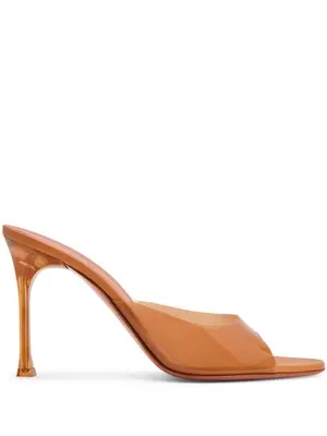 Amina Muaddi Alexa Translucent Stiletto Sandals - Orange