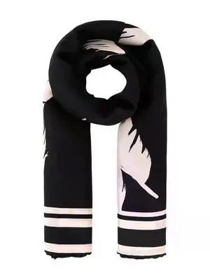 Alexander McQueen Feather Printed Scarf - Black