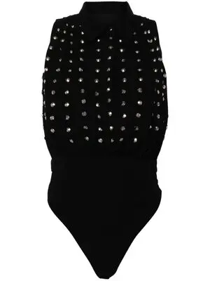 SAIID KOBEISY Beaded Sleeveless Bodysuit