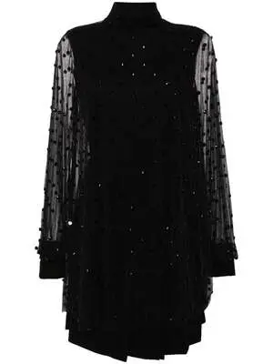 SAIID KOBEISY Bead-embellished Layered Dress - Black