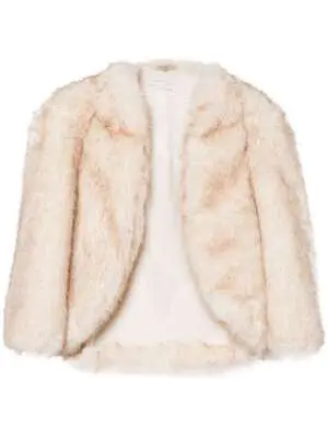 SAIID KOBEISY Cropped Faux Fur Jacket - Neutrals