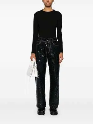 P.a.r.o.s.h Guff Sequin-embellished Straight Jeans - Black