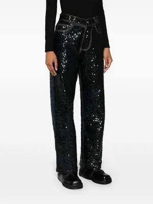 P.a.r.o.s.h Guff Sequin-embellished Straight Jeans - Black