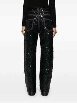 P.a.r.o.s.h Guff Sequin-embellished Straight Jeans - Black