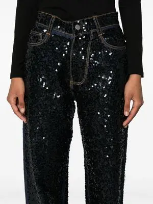 P.a.r.o.s.h Guff Sequin-embellished Straight Jeans - Black