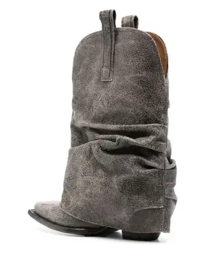 R13 Cracked-effect Leather Boots - Black