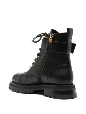Balmain Buckled Ankle Leather Boots