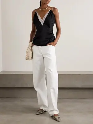 Victoria Beckham Paneled Lace-trimmed Satin Camisole
